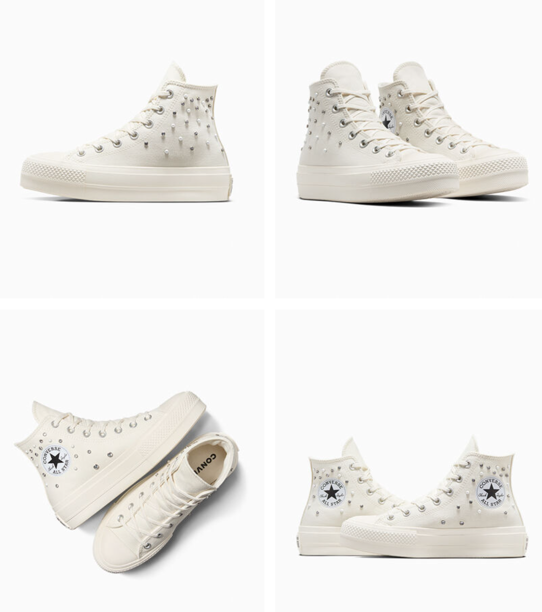 NEW CONVERSE Women's Chuck Lift Gems Rhinestones Pearls NEW CONVERSE Women's Chuck Lift Gems Rhinestones Pearls
