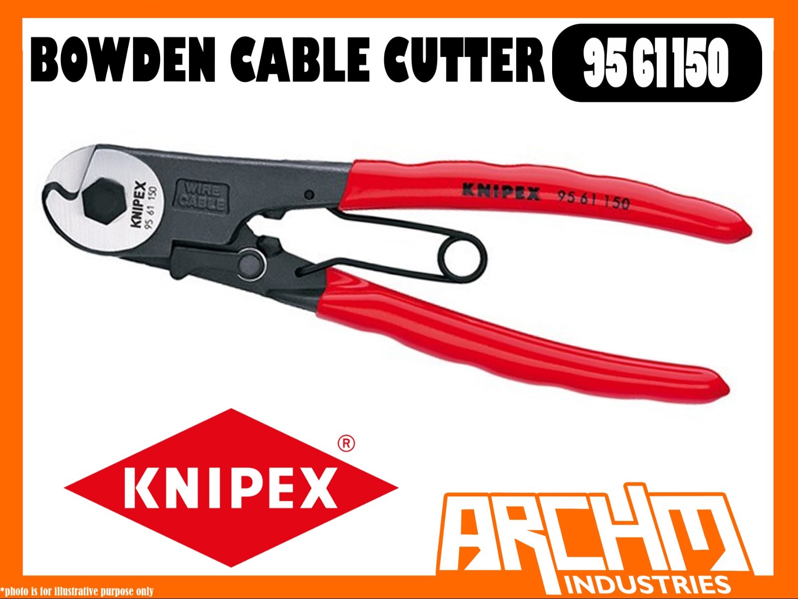 KNIPEX 9561150 BOWDEN CABLE CUTTER 150MM CUTTING EDGES LOCKING SPRING eBay