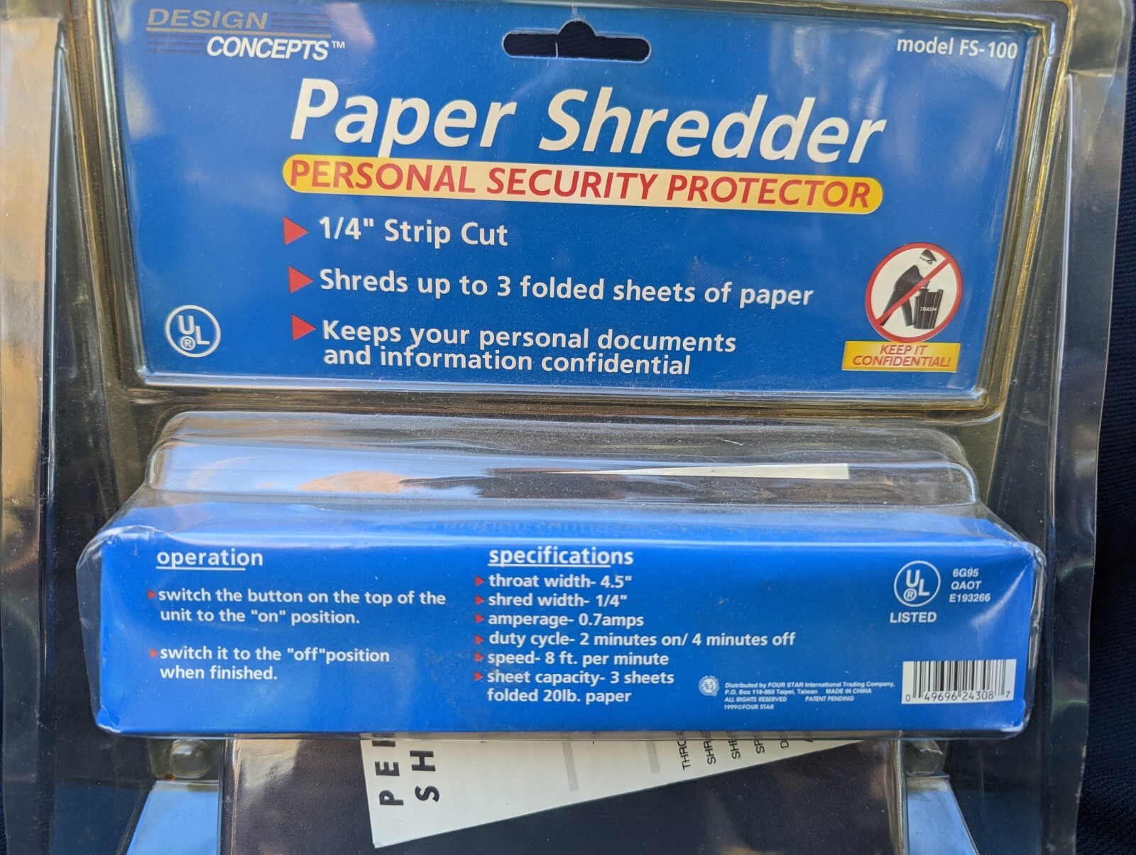 NEW Design Concepts Electric Personal Paper Shredder FS-100