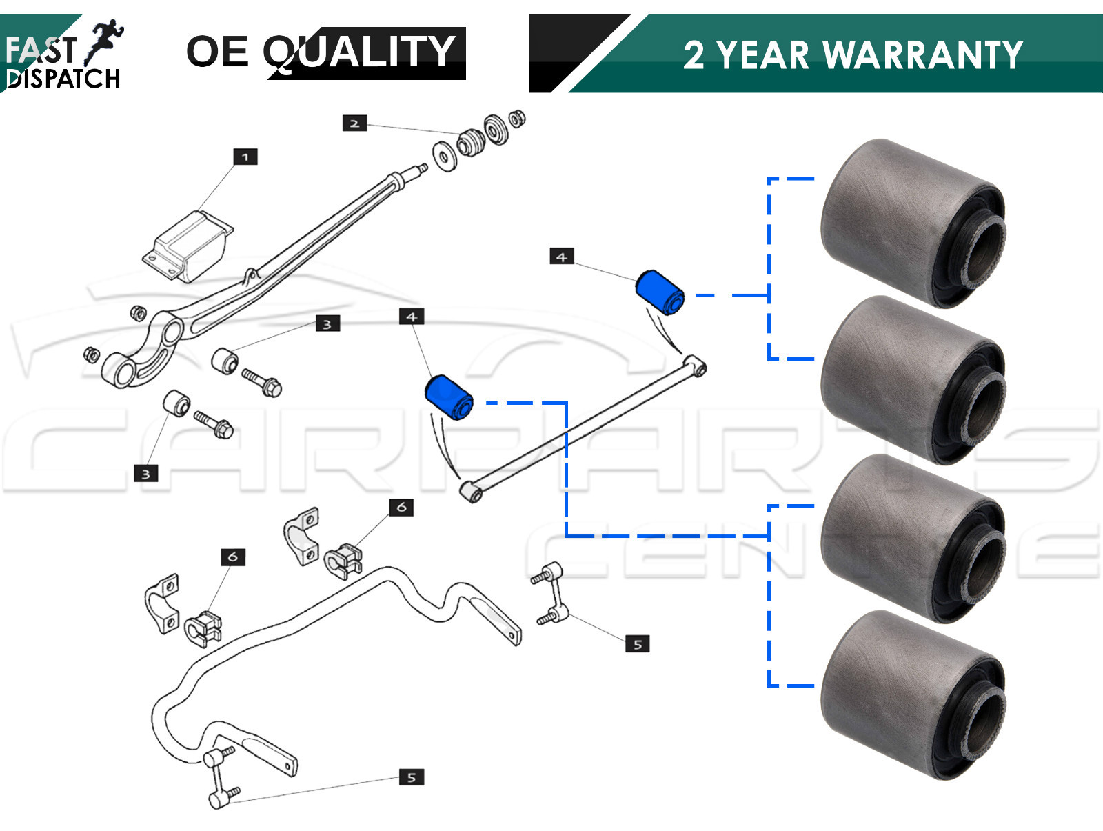 FOR LAND ROVER RANGE ROVER II 2 P38 FRONT PANHARD PAN HARD ROD BUSHES ...