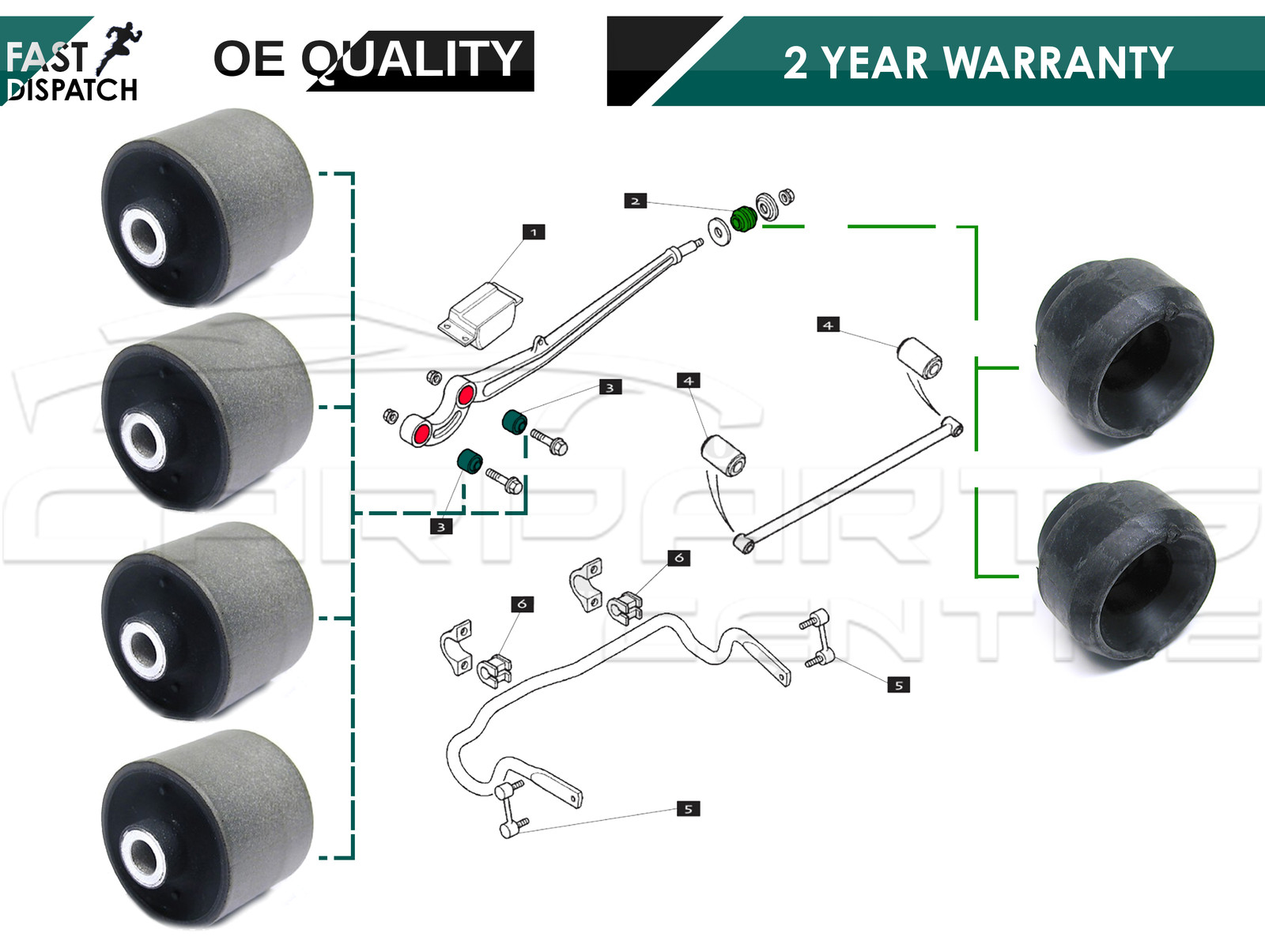FOR LAND ROVER RANGE ROVER II 2 P38 FRONT RADIUS ARM TO AXLE & CHASSIS ...