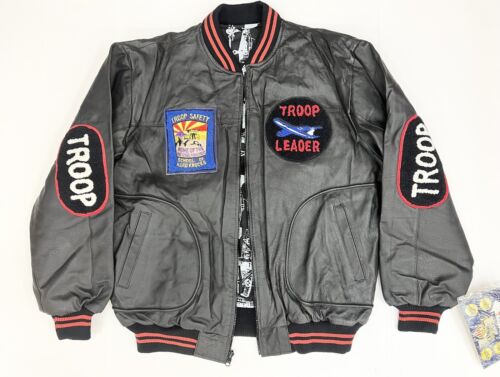 WORLD OF TROOP Leader Leather JACKET Mens XLarge Rap 1990s WORLD OF TROOP Leader Leather JACKET Mens XLarge Rap 1990s