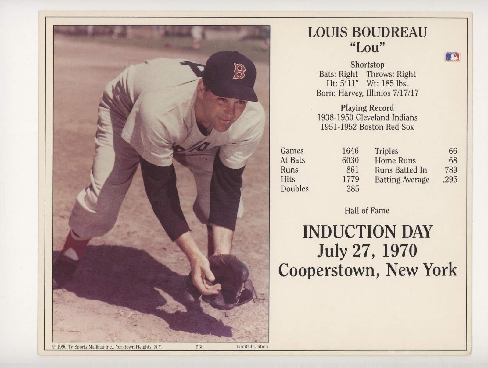 1990-96 Hall of Fame Induction Cards - Lou Boudreau for sale online | eBay