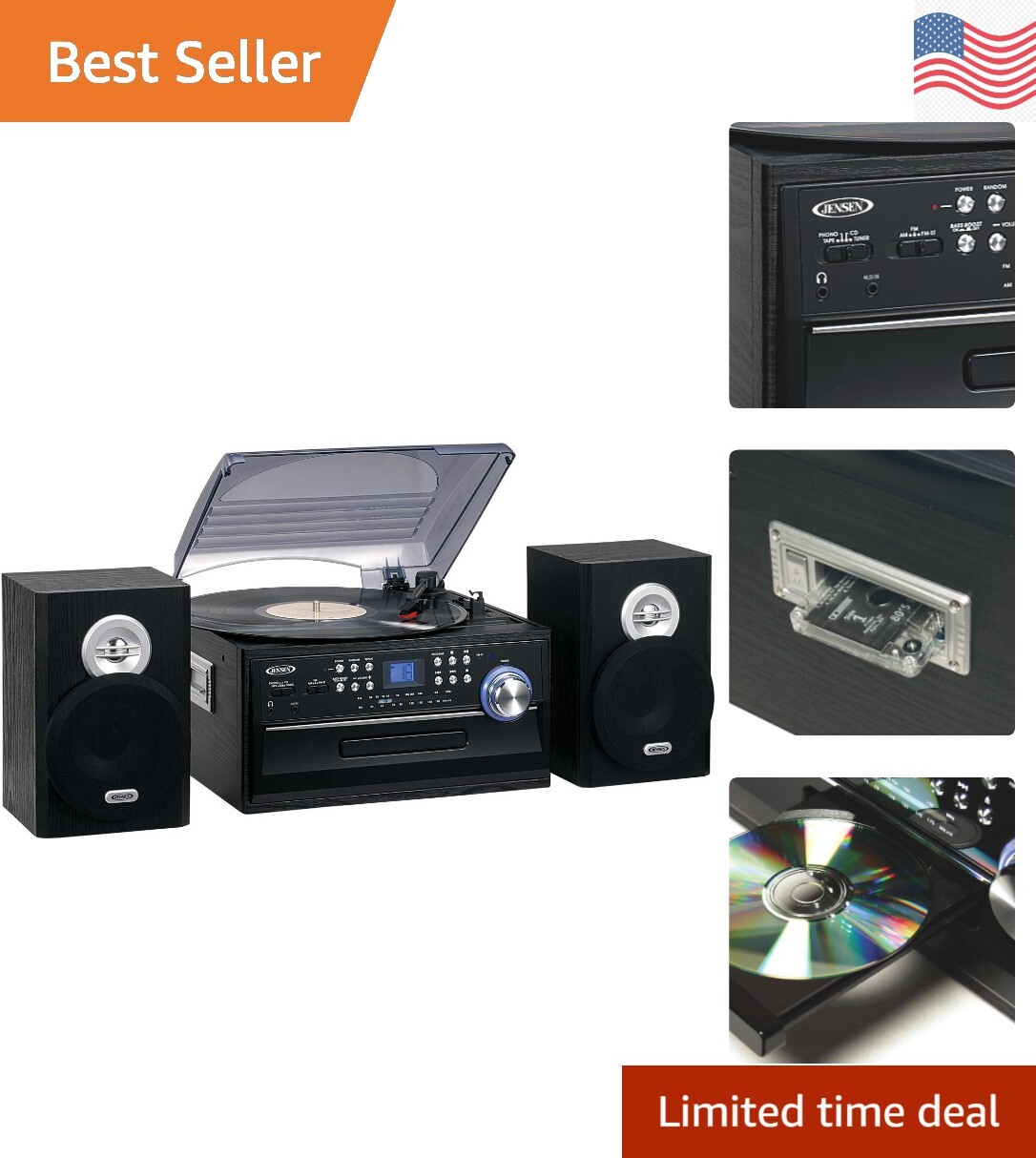 3 Speed Turntable, Cassette Player, Cd And Am/fm Radio Radios | radios1.com
