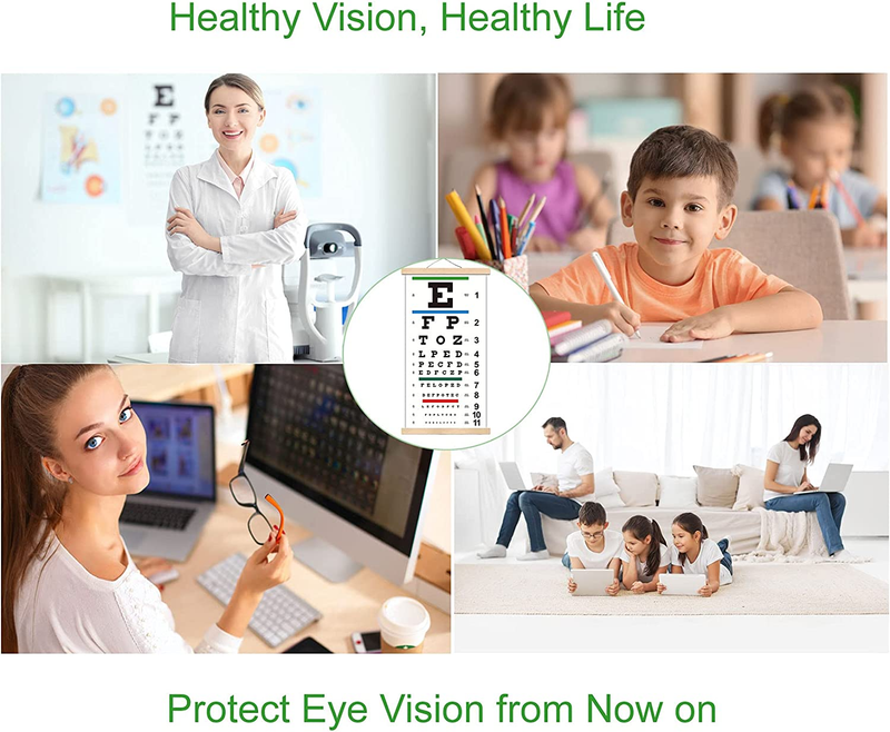 Eye Charts for Eye Exams 20 Feet, Snellen Eye Chart with Wooden Frame ...