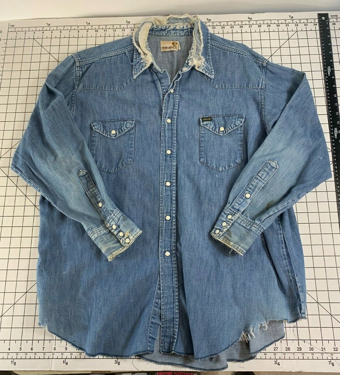 Vintage 70s 60s Distressed Trashed Denim Jean Work Pearl Vintage 70s 60s Distressed Trashed Denim Jean Work Pearl