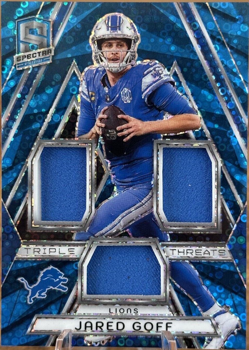 2024 Panini Spectra - Triple Threats Jared Goff #TT-8 Neon Blue Prizm ...