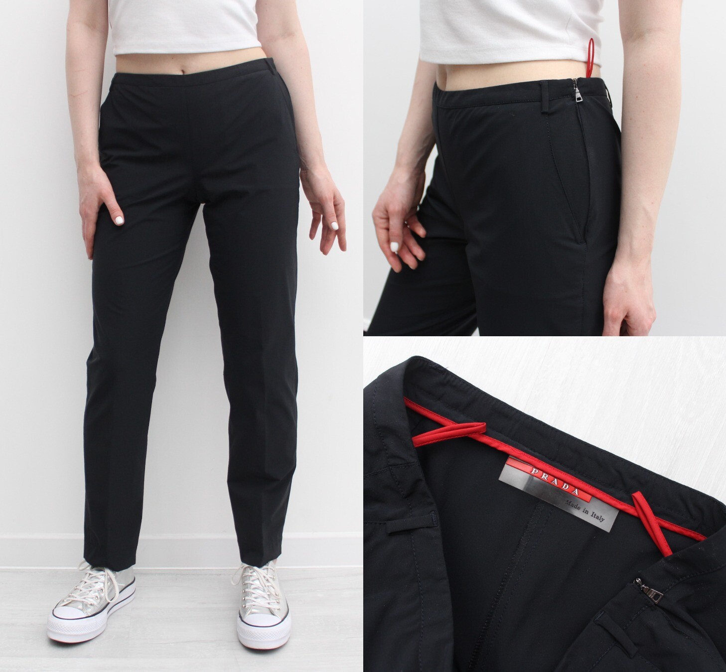 Women's PRADA Milano Nylon Pants Trousers Black RARE 40 ~S Women's PRADA Milano Nylon Pants Trousers Black RARE 40 ~S