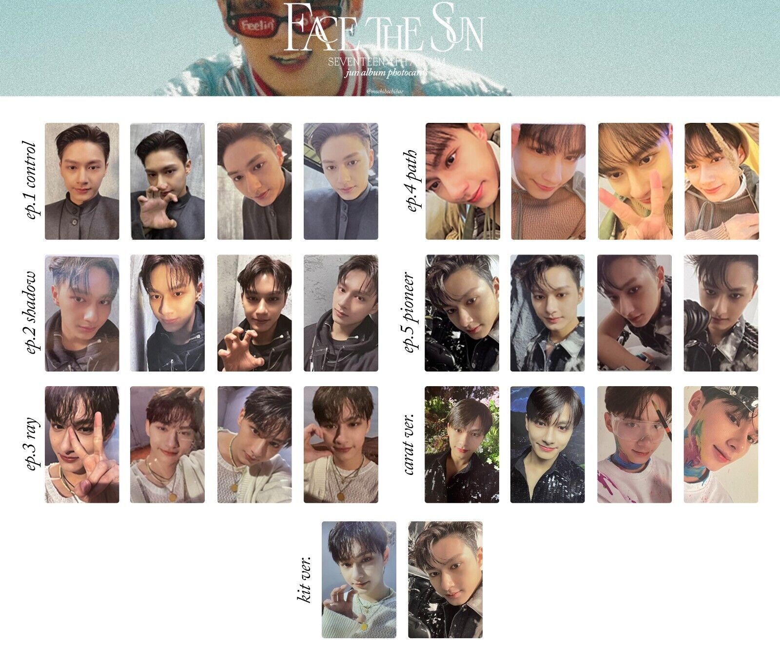 SEVENTEEN JUN Face the Sun Official Photo card control SEVENTEEN JUN Face the Sun Official Photo card control