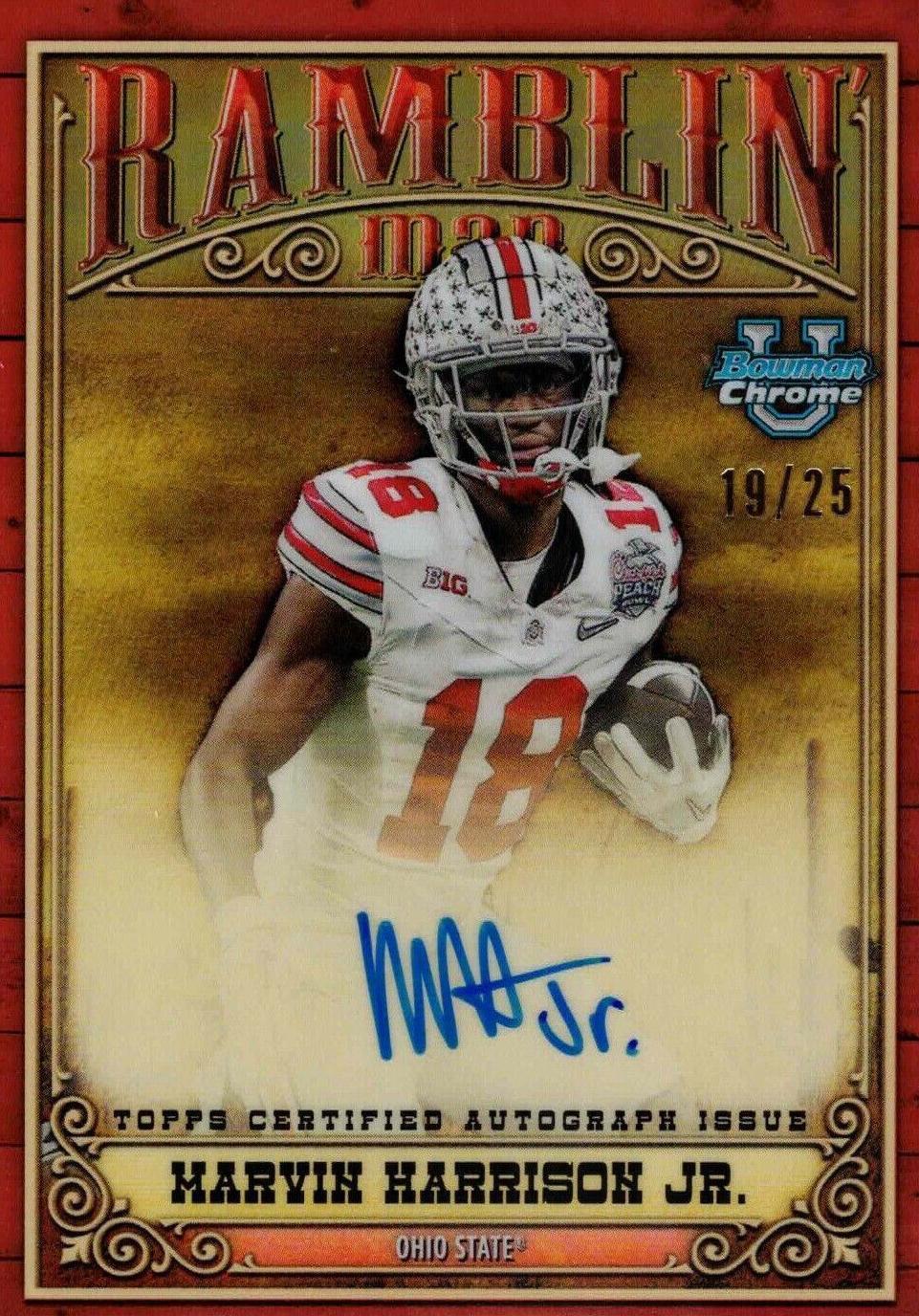 2023 Bowman University Chrome - Ramblin' Man Autographs Marvin Harrison Jr. #RMA-MHJ Orange ...