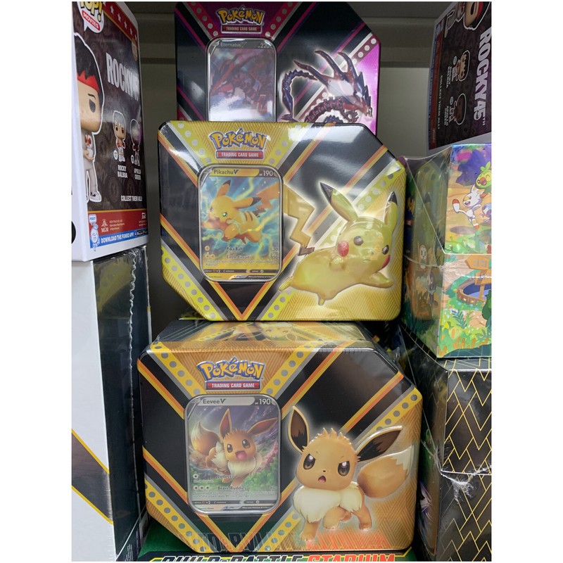 Pokemon TCG V Powers Tin Artist Set (3 tins) - Eternatus Pikachu Eevee ...