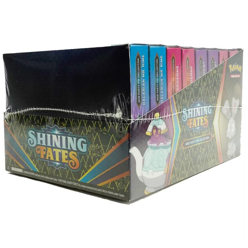 Pokemon TCG Shining Fates Mad Party Pin Collection 8 Count SEALED Box