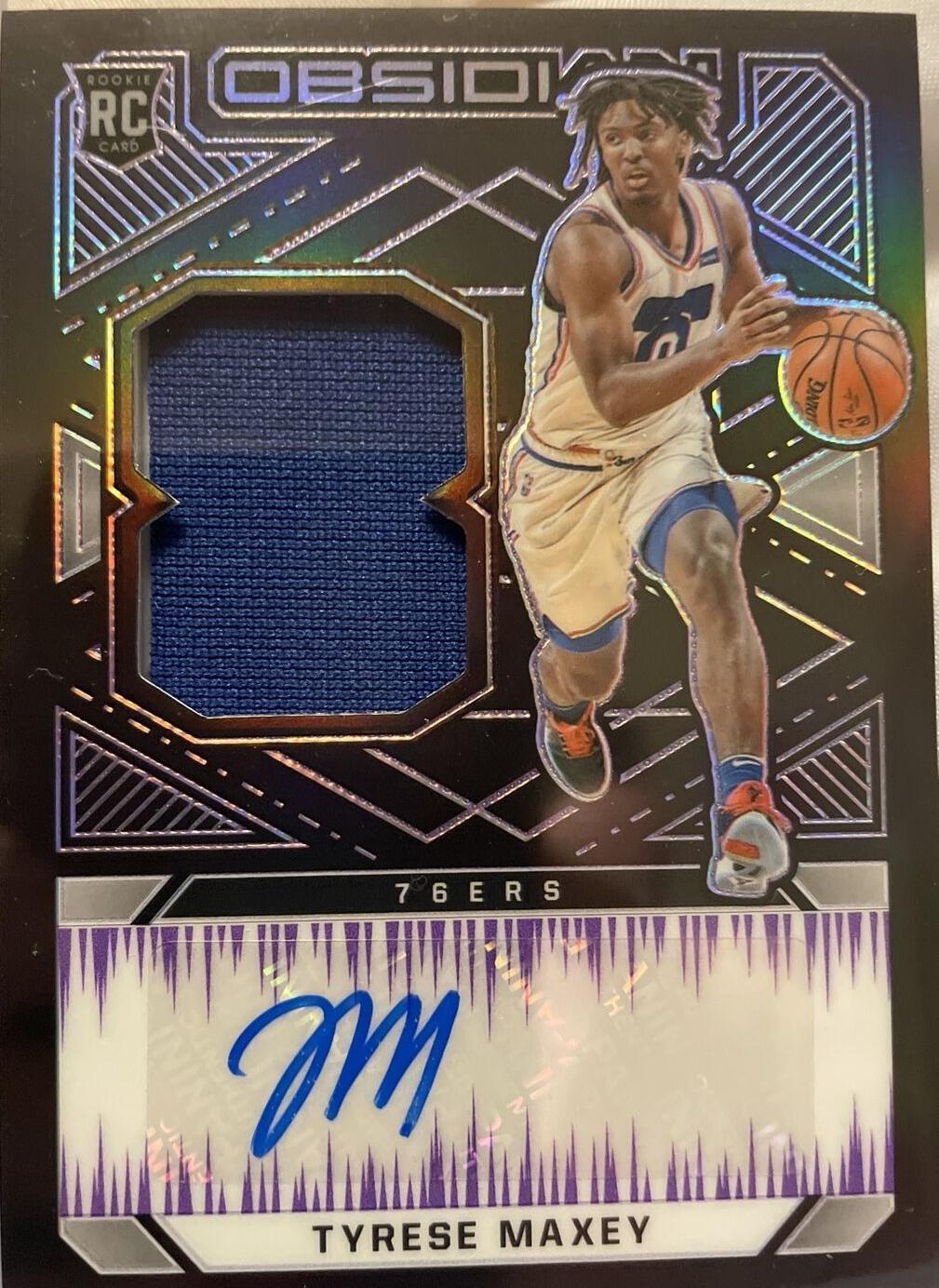 2020-21 Panini Obsidian - Rookie Jersey Autographs Tyrese Maxey #228 Electric Etch Purple /49 ...
