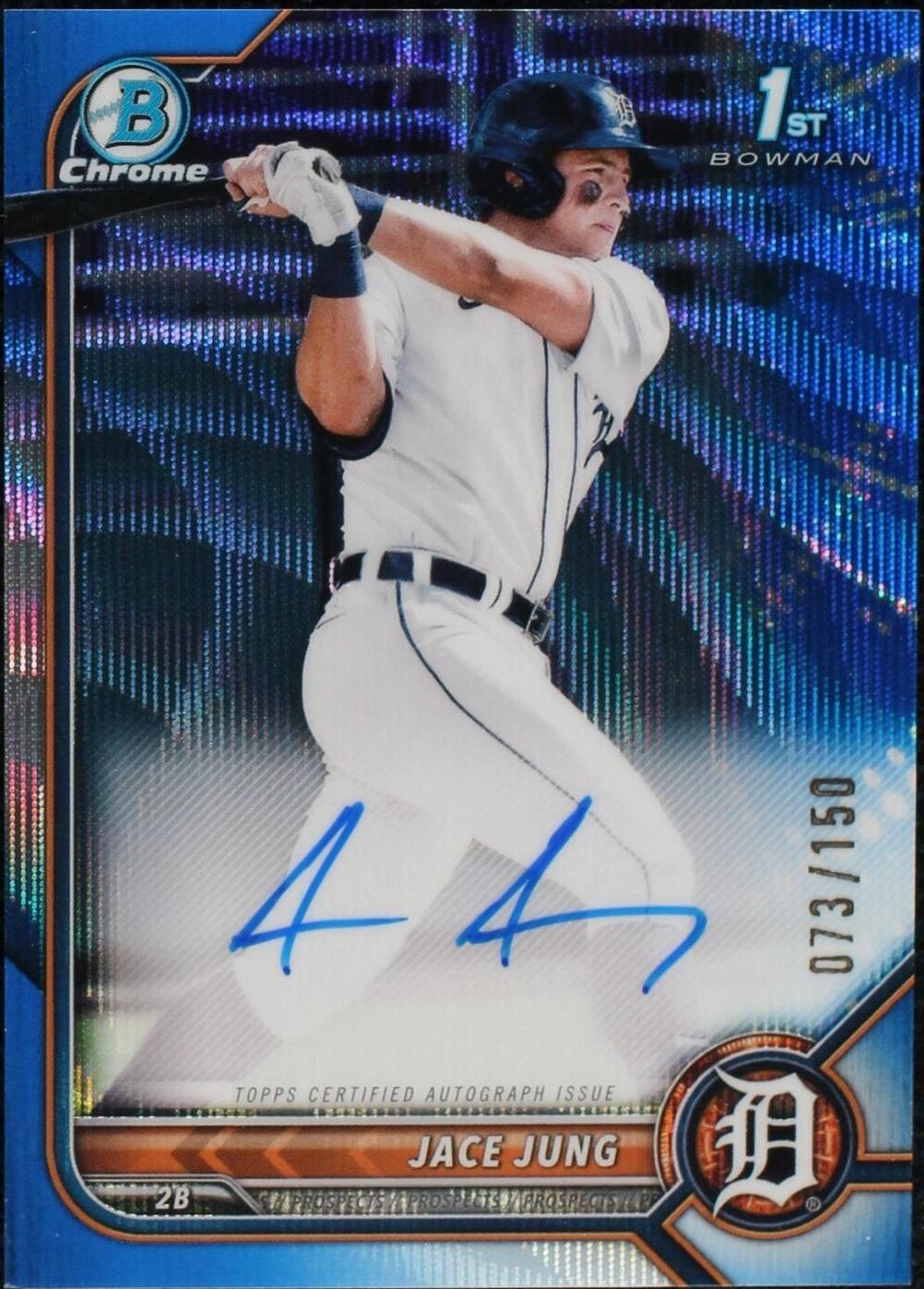 2022 Bowman Draft - Chrome Draft Pick Autographs Jace Jung #CDA-JJ Blue Wave Refractor /150 (AU ...