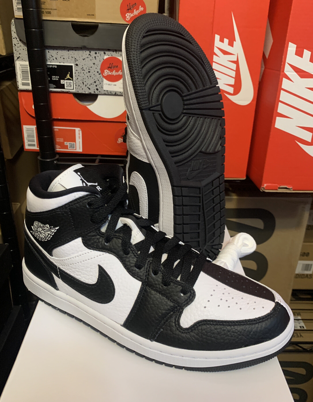 Nike Air Jordan 1 Mid SE Homage Black White Split Shoes Nike Air Jordan 1 Mid SE Homage Black White Split Shoes