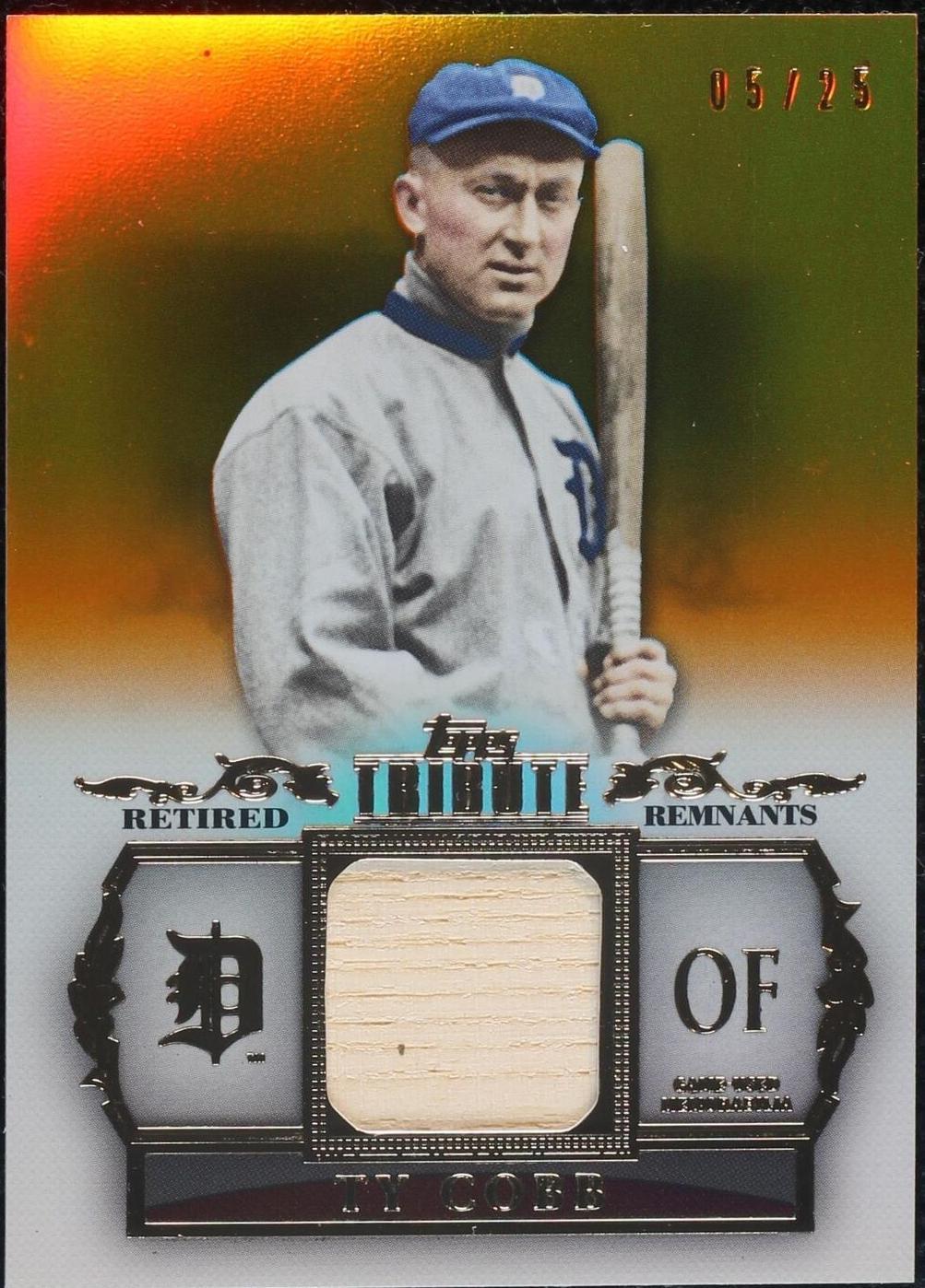 2013 Topps Tribute - Retired Remnants Relic Ty Cobb #RR-TC Orange /25 ...