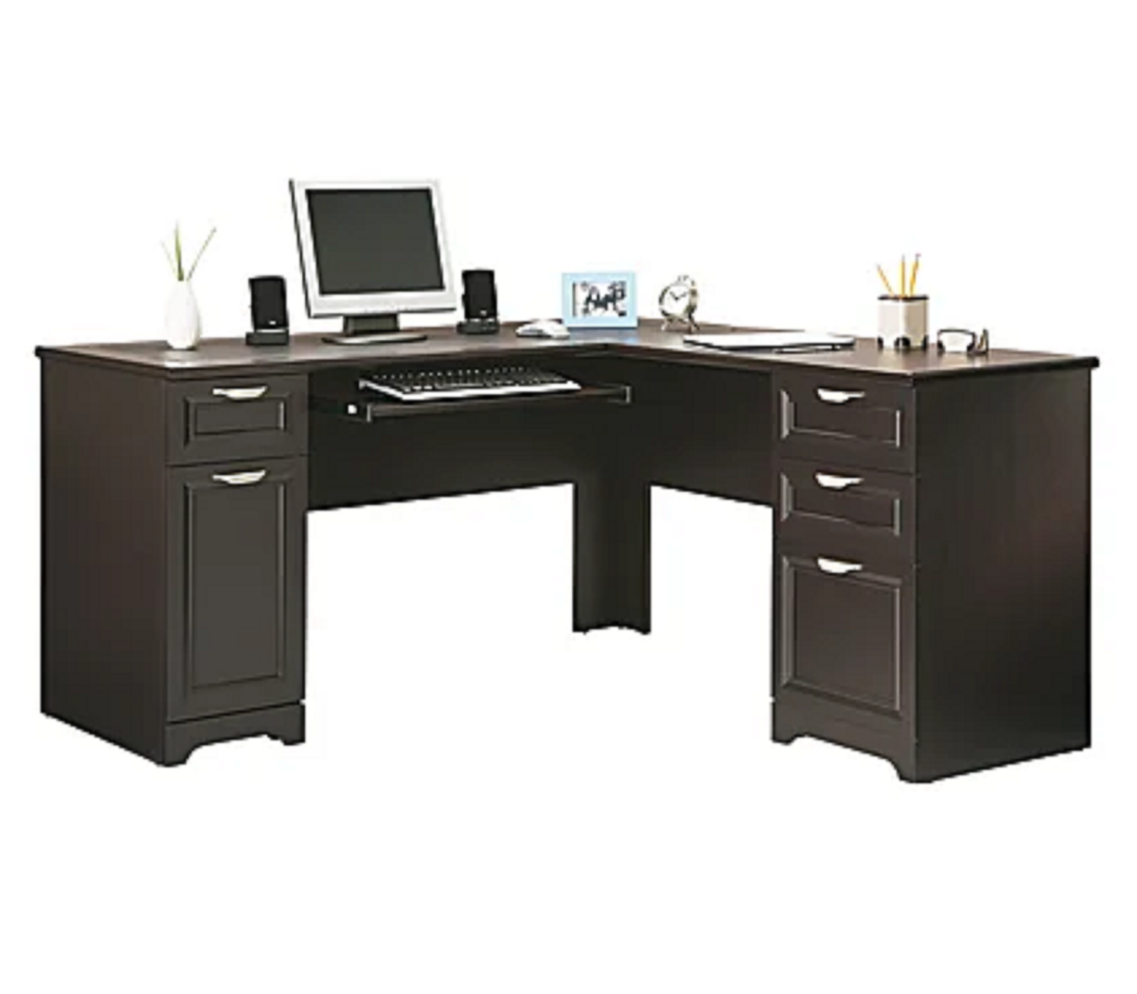 NEW OfficeDepot Realspace Magellan Collection L Shaped Desk Espresso 59 W 101059 eBay