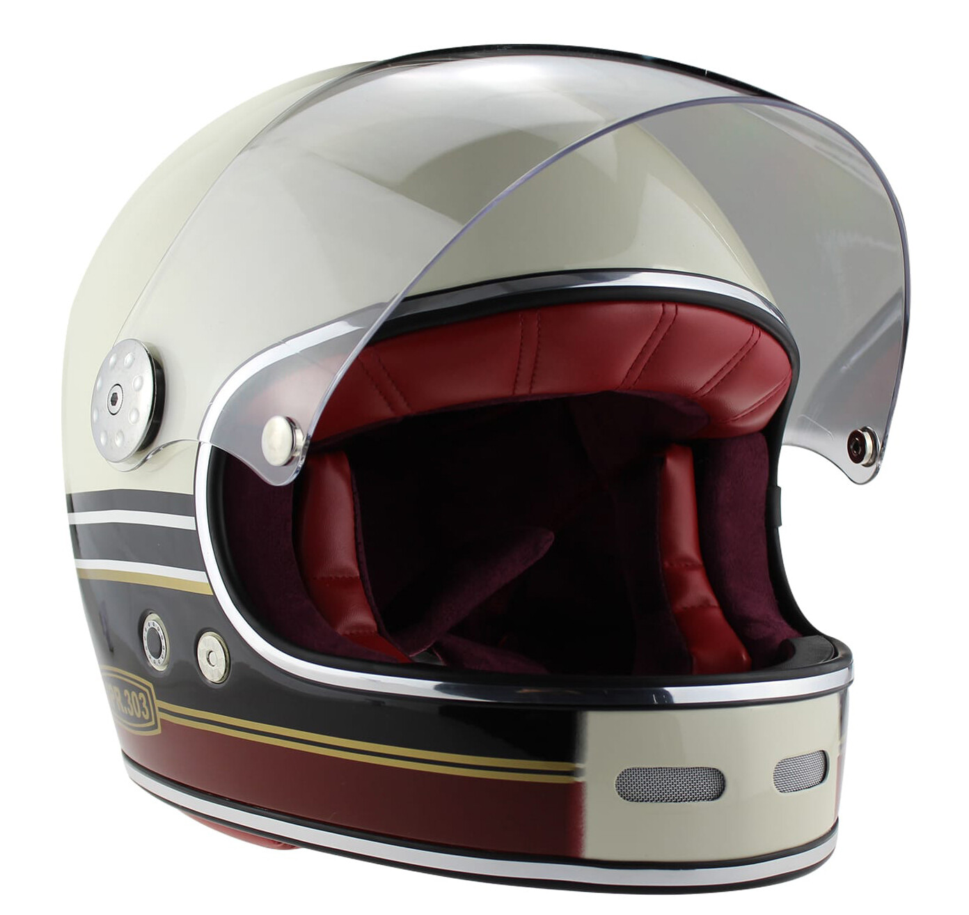 VIPER F656 RETRO VINTAGE 70's STYLE FIBREGLASS FULL FACE MOTORBIKE HELMET STRIPEのeBay公認海外通販｜セカイモン