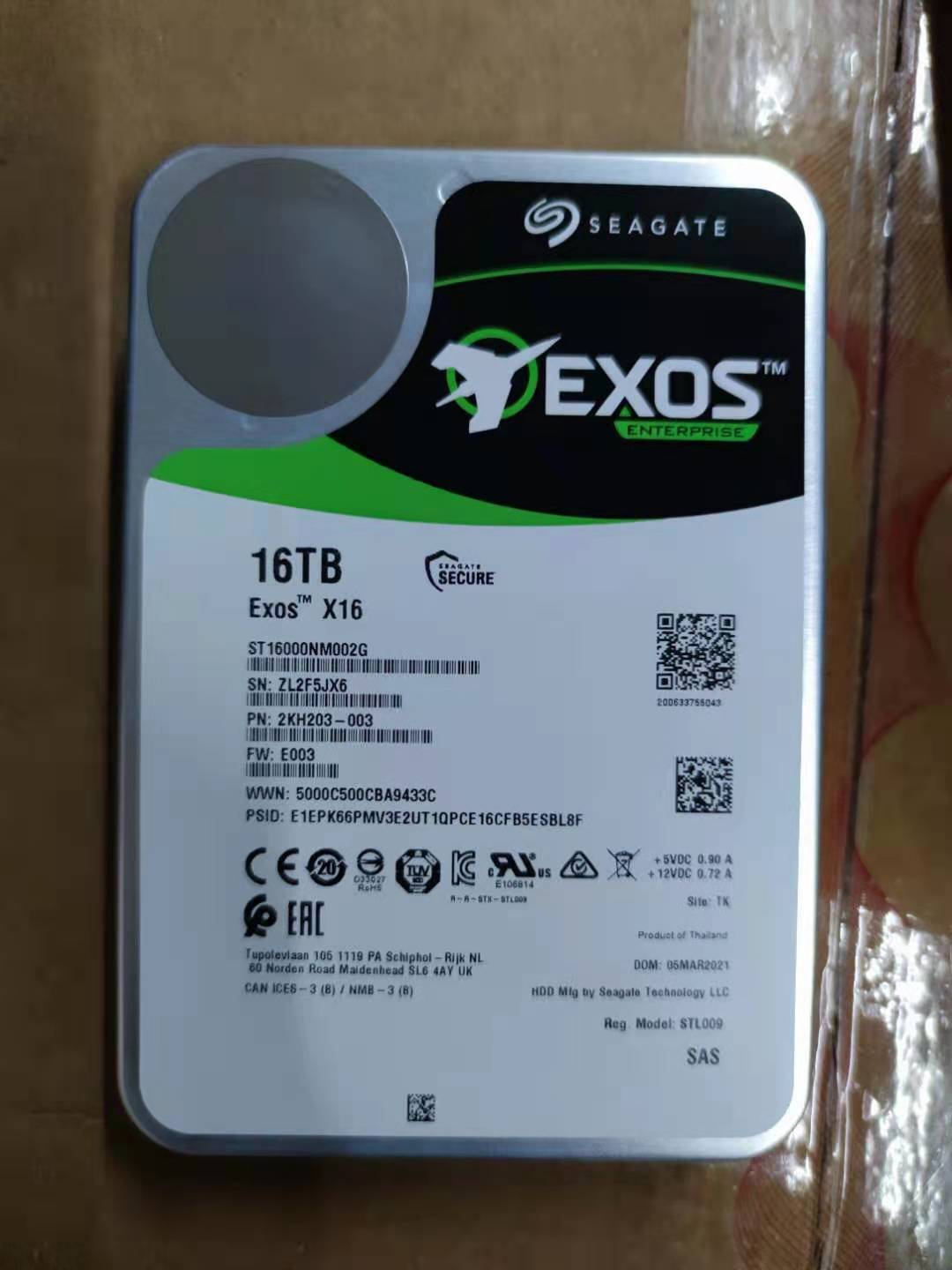 ST16000NM002G Seagate 16TB Exos X16 512e 3.5 SAS12Gbs ST16000NM002G Seagate 16TB Exos X16 512e 3.5 SAS12Gbs