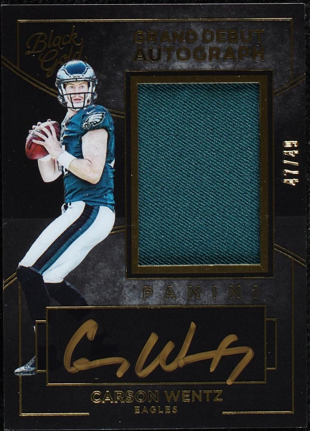 2016 Panini Black Gold - Grand Debut Autograph Carson Wentz #GD-CW ...