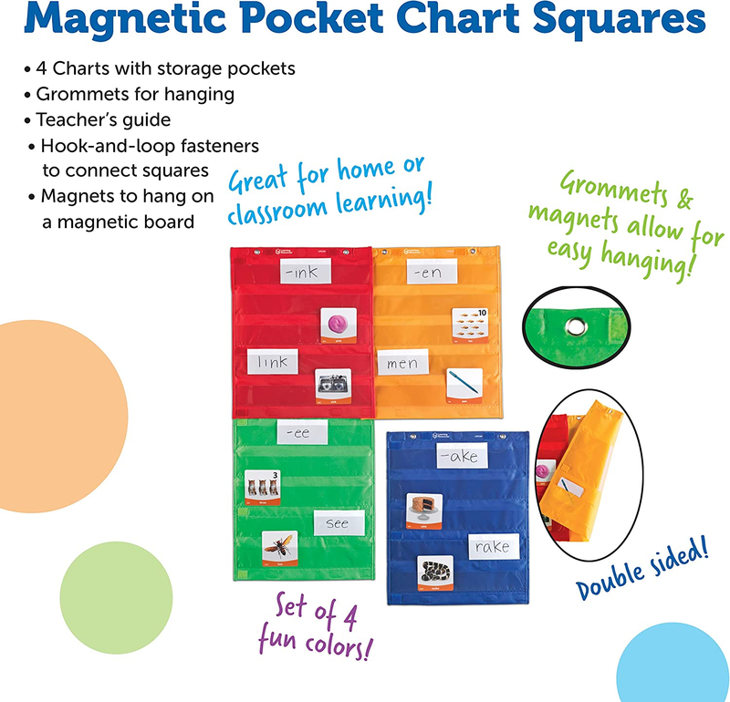 Magnetic Pocket Chart Squares - Set of 4, Classroom Pocket Charts, Cla ...