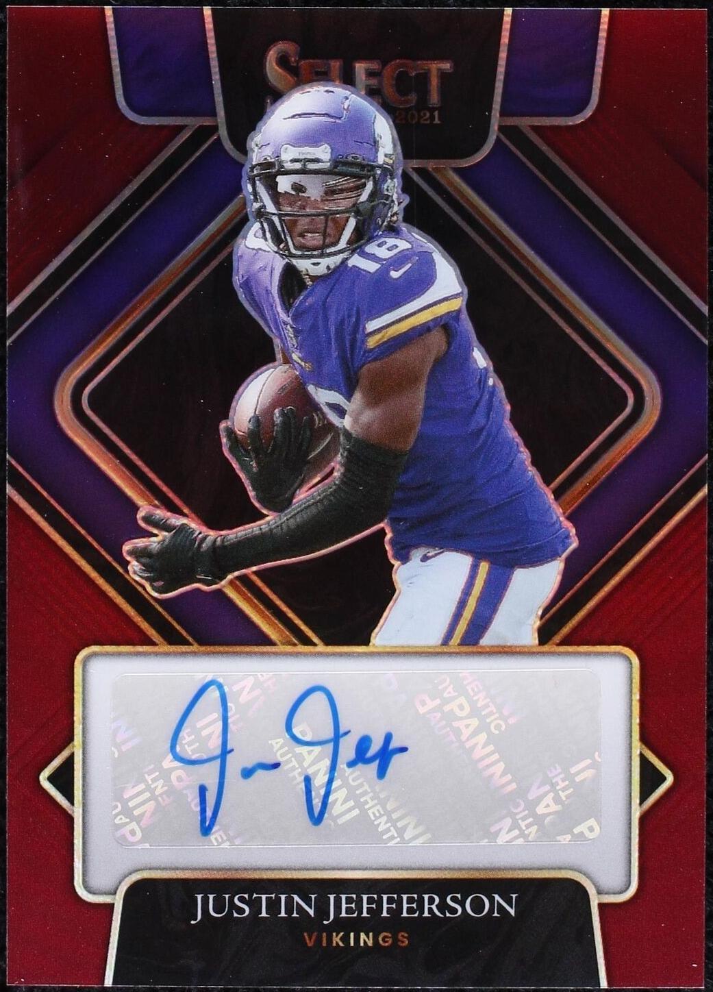 2021 Panini Select - Signatures Justin Jefferson #SIP-JJE Maroon Prizm ...