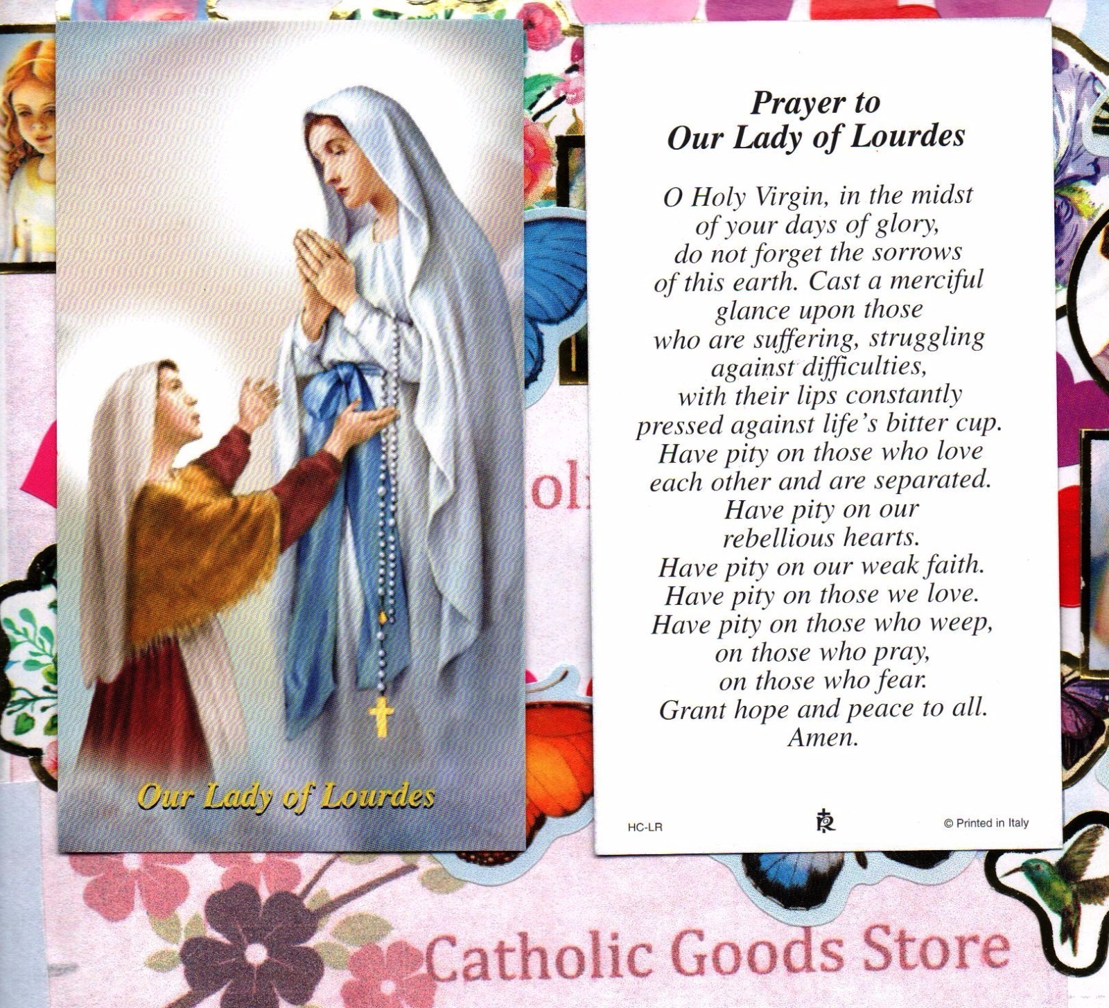 Our Lady Lourdes Prayer Prayer's Card To Our Lady Of Lourdes