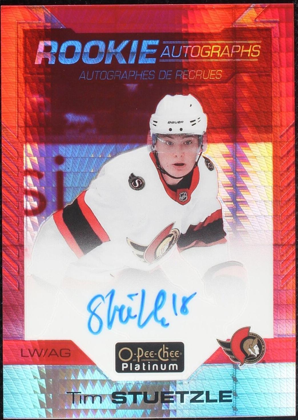 2020-21 O-Pee-Chee Platinum - Rookie Autographs Tim Stutzle #R-ST Red ...
