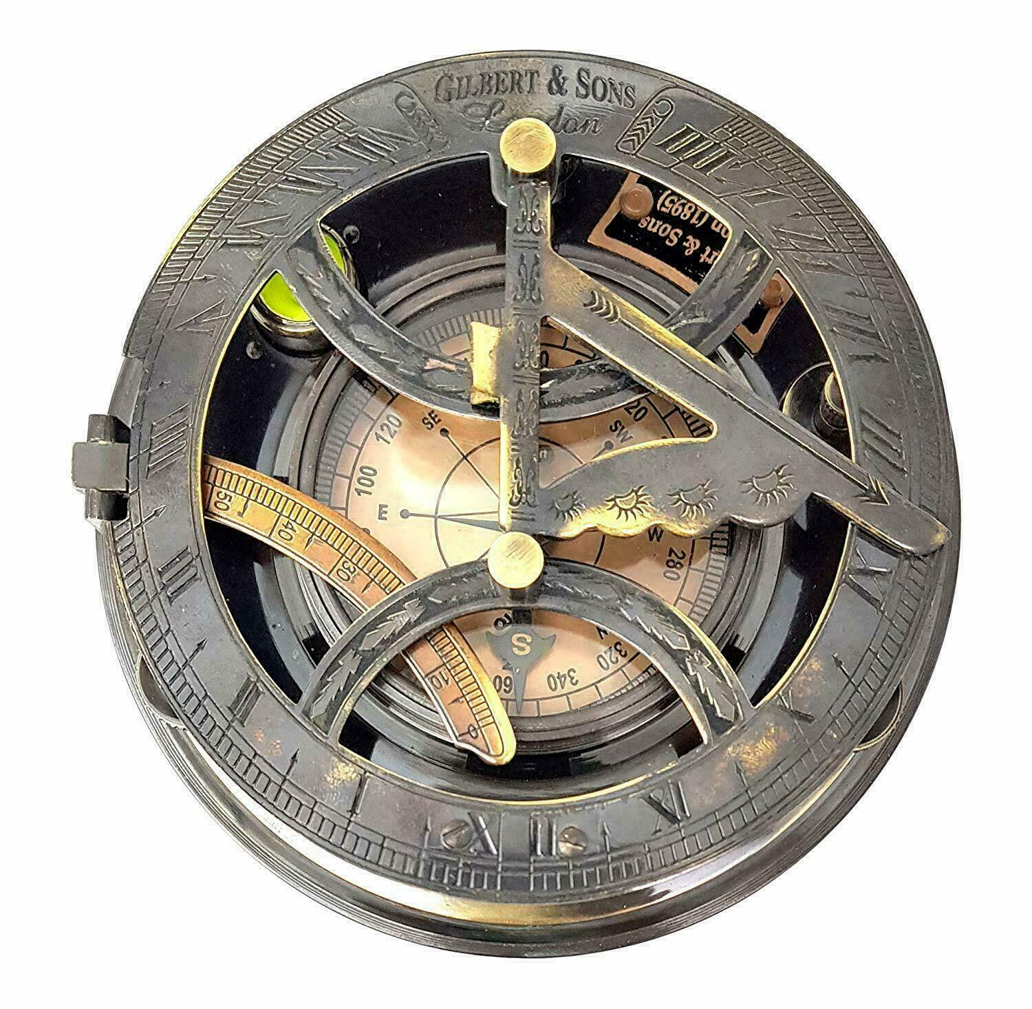 Купить Компас Solid Brass Vintage Sundial Compass 5 Inch Round Marine ...