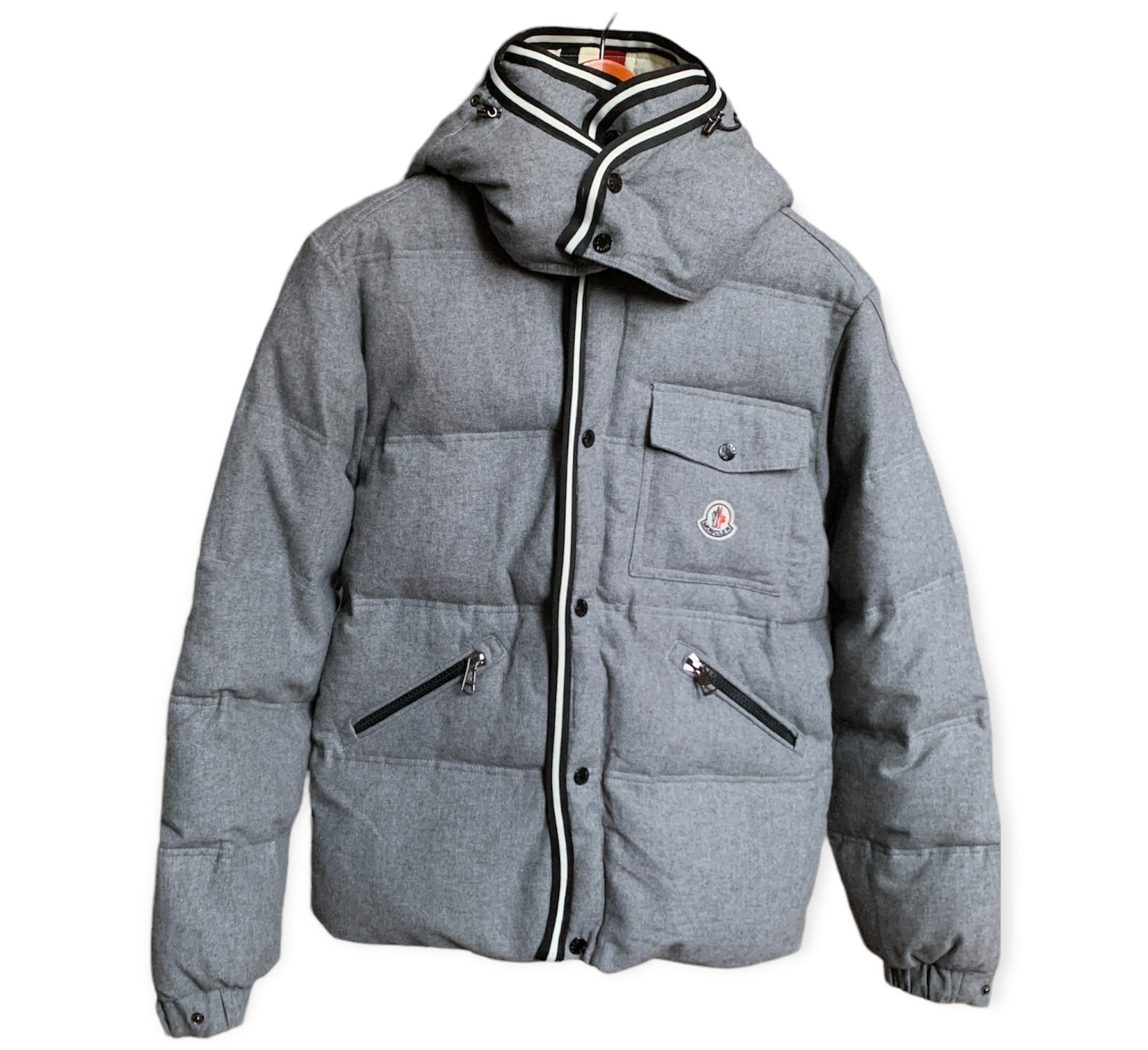 Moncler Luxury Men`s Winter Puffer Duck Down Gray Wool Moncler Luxury Men`s Winter Puffer Duck Down Gray Wool