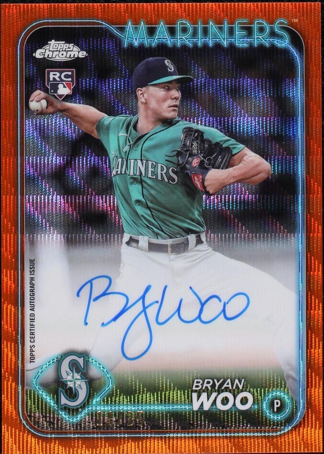 2024 Topps Chrome - Rookie Autographs Bryan Woo #RA-BWO Orange Wave ...