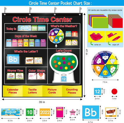 Circle Time Learning Center Pocket Chart Classroom Calendar Pocket Cha ...