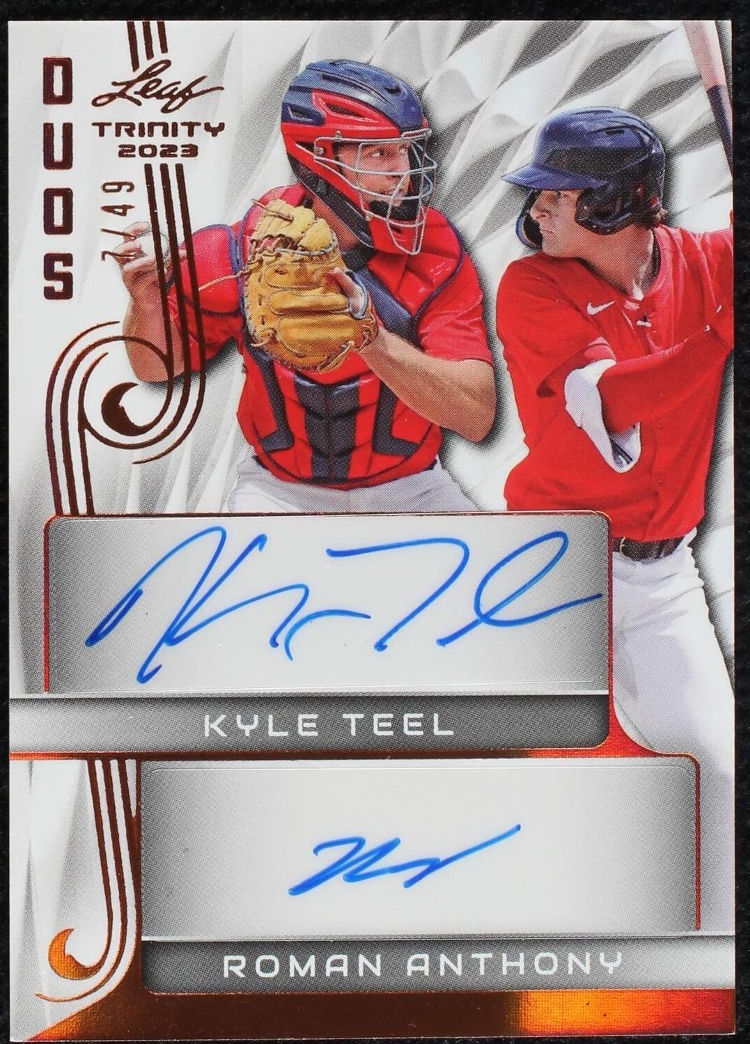 2023 Leaf Trinity - Dual Autographs Roman Anthony, Kyle Teel #DA-14 Bronze /49 (AU, RC) for sale ...