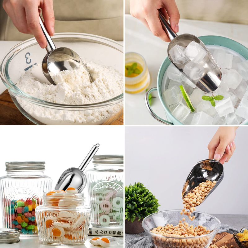 Metal Ice Scoop 6 Oz，Kitchen Ice Scooper for Ice Maker, Small Food S ...