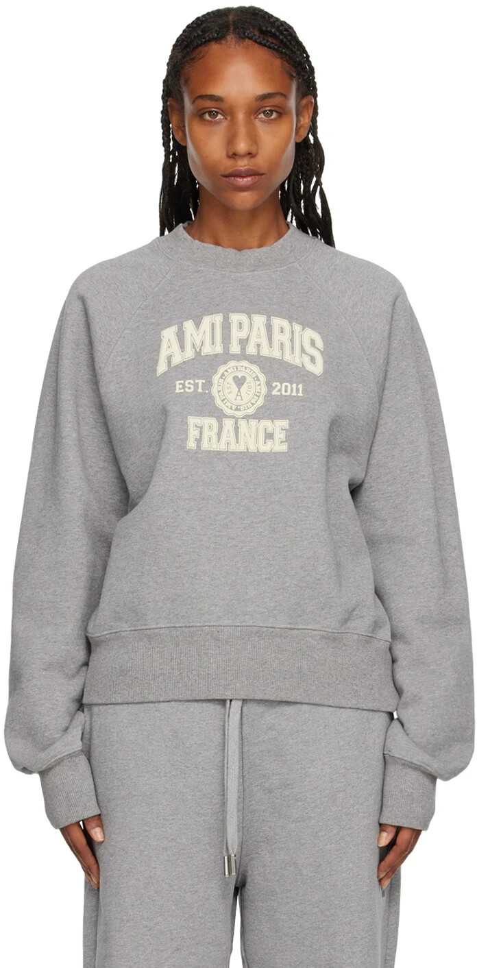 AMI ALEXANDRE MATTIUSSI Gray Ami Paris Sweatshirt L82310 AMI ALEXANDRE MATTIUSSI Gray Ami Paris Sweatshirt L82310