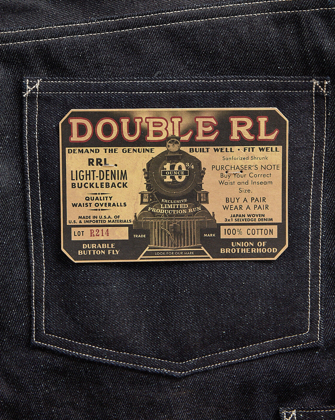 Ralph Lauren RRL Limited Edition 1932 Buckleback Rigid Ralph Lauren RRL Limited Edition 1932 Buckleback Rigid