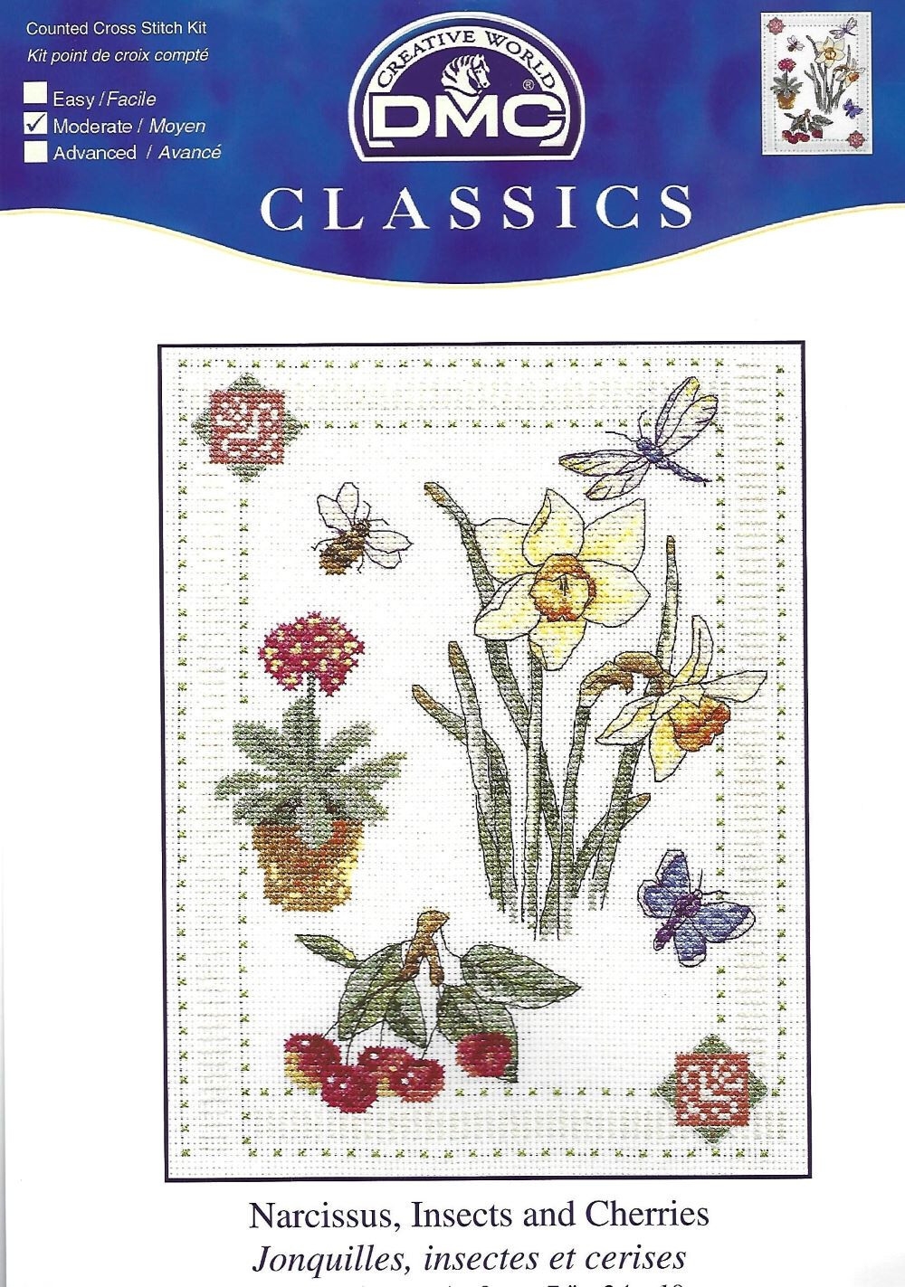 "Narcissus, Insects & Cherries" DMC Cross Stitch Kit - XC1123AのeBay公認海外通販｜セカイモン