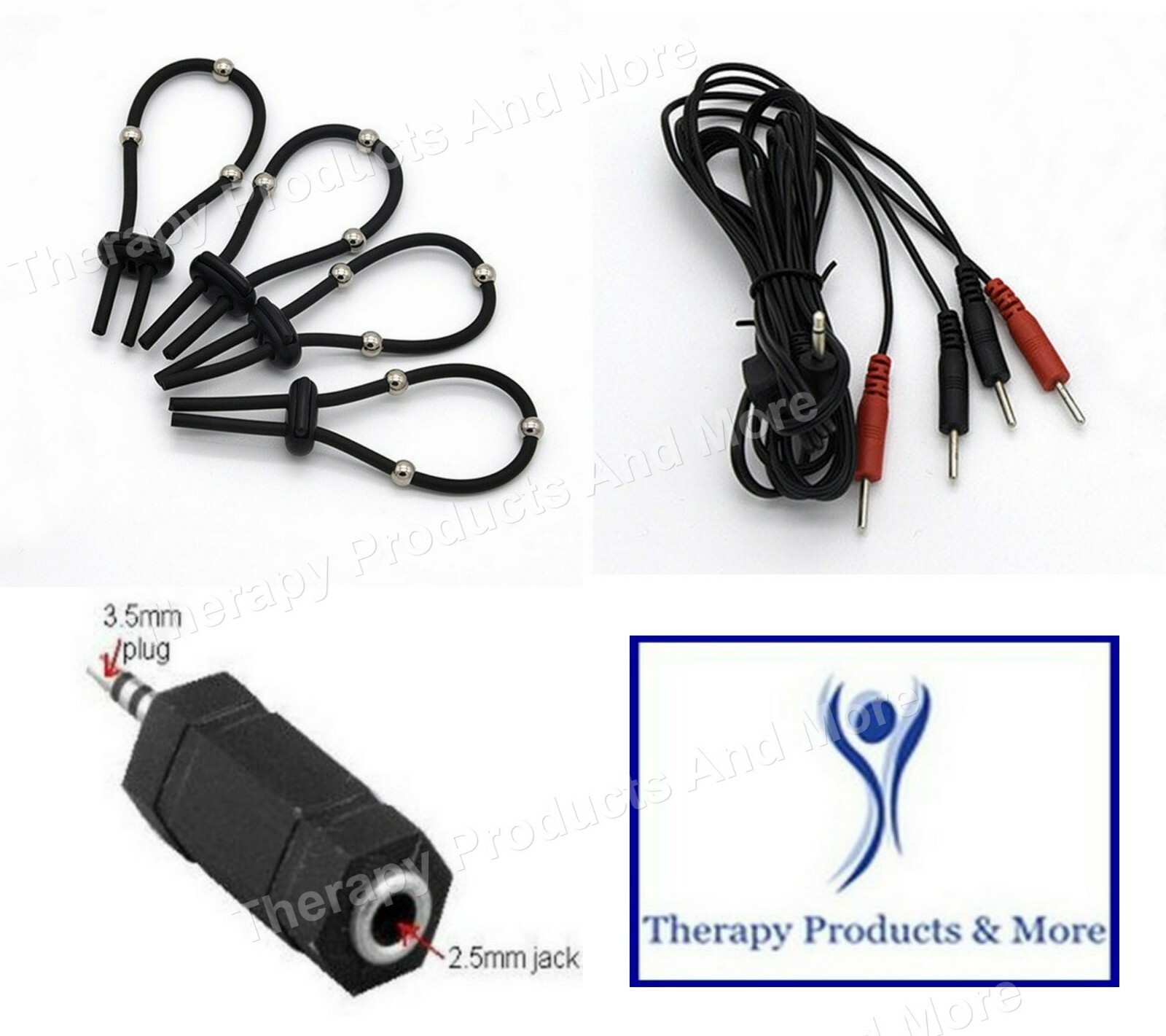 2% Off on E Stim Electro 4 Silicone Conductive Rubber Loops Cable Beads ...