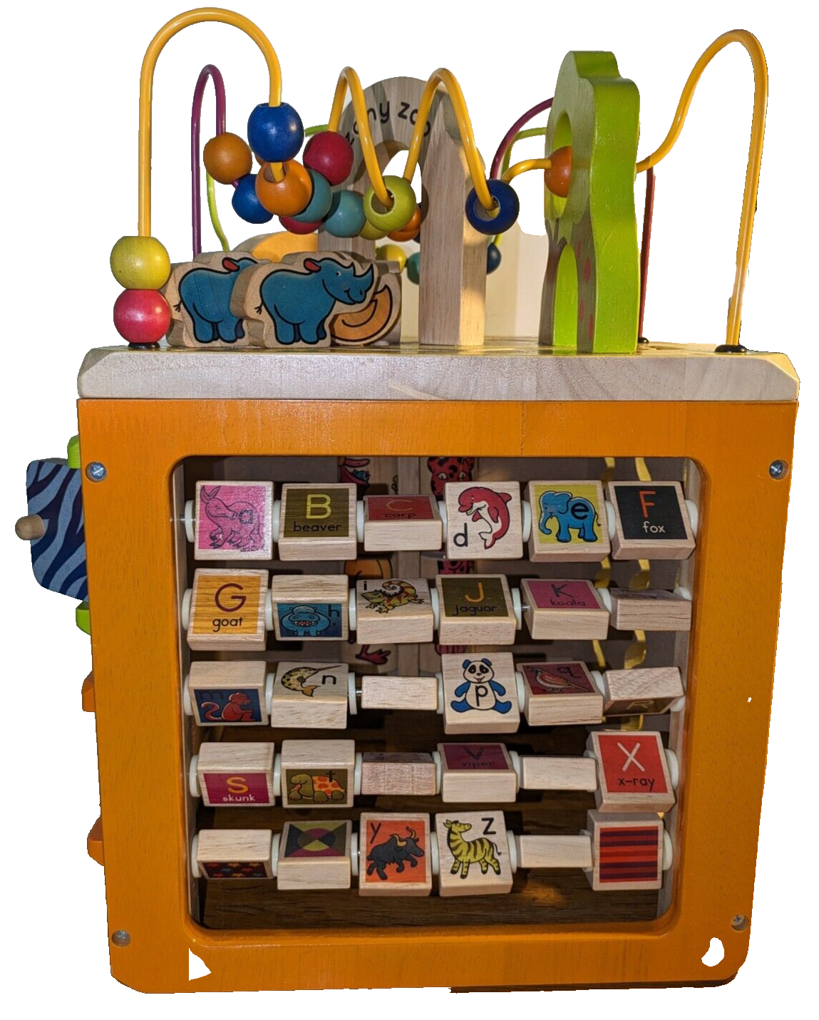 Wooden Activity Cube B. Toys Zany Zoo Toddler Toy Learning Alphabet By Battat eBay
