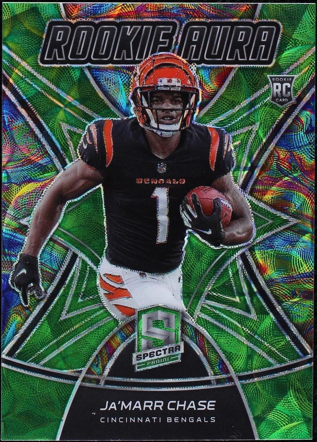 2021 Panini Spectra - Rookie Aura Ja'Marr Chase #RO-11 Neon Green Prizm ...