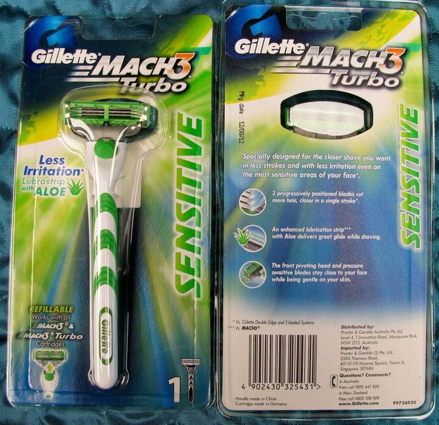 2 GILLETTE MACH 3 TURBO SENSITIVE RAZORS WITH BLADES ~ BRAND NEW ...