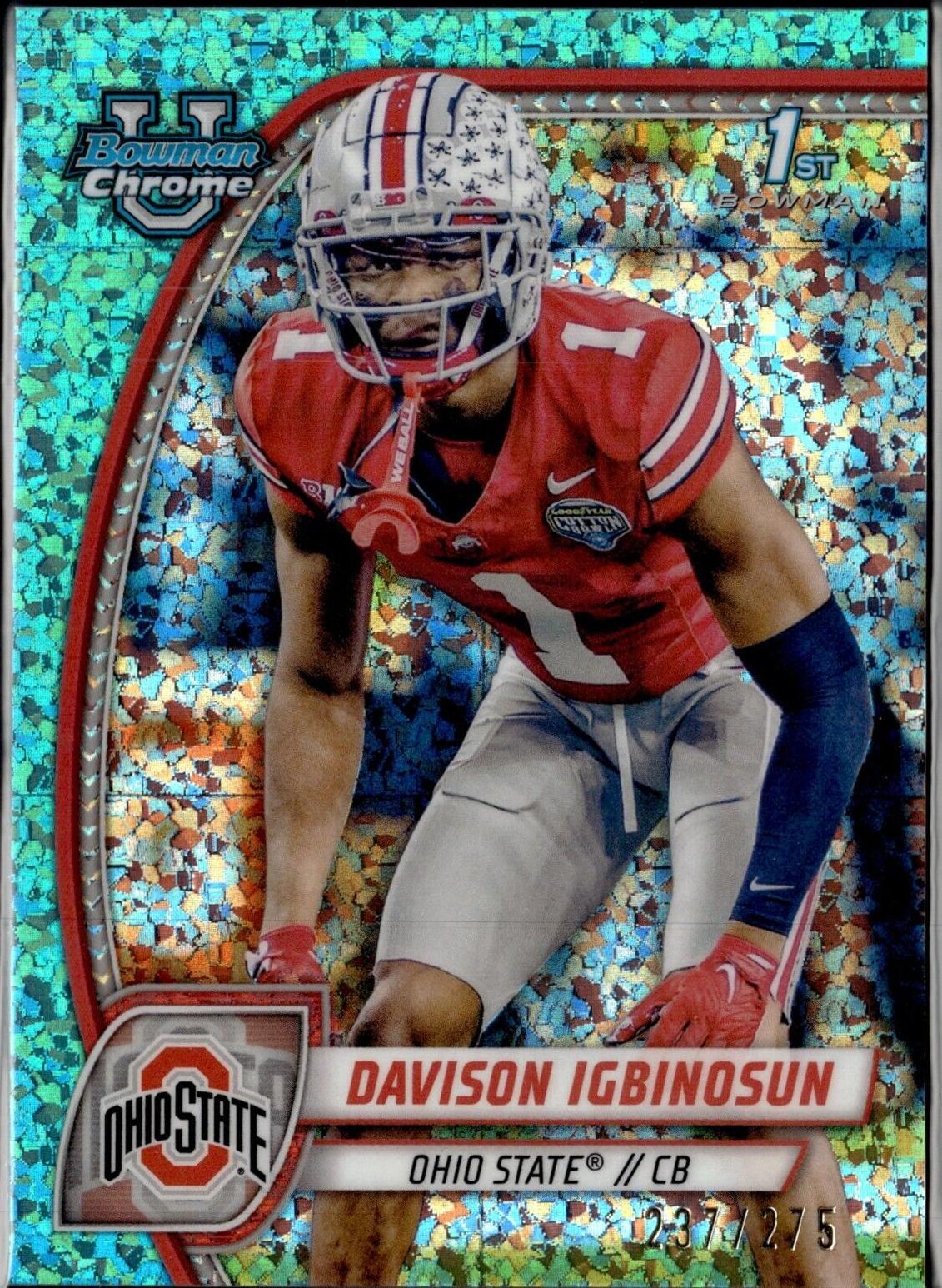 2024 Bowman University Chrome - Davison Igbinosun #54 Aqua Mini-Diamond ...