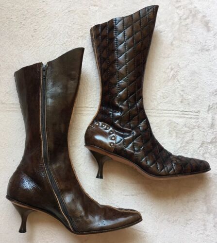 CYDWOQ Vintage Leather Boots, Women's Sz 38 Hand Made, Brown CYDWOQ Vintage Leather Boots, Women's Sz 38 Hand Made, Brown