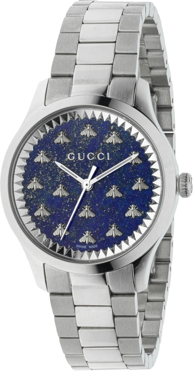 New Gucci G-Timeless Blue Lapiz & Bee Motif Women's Watch New Gucci G-Timeless Blue Lapiz & Bee Motif Women's Watch