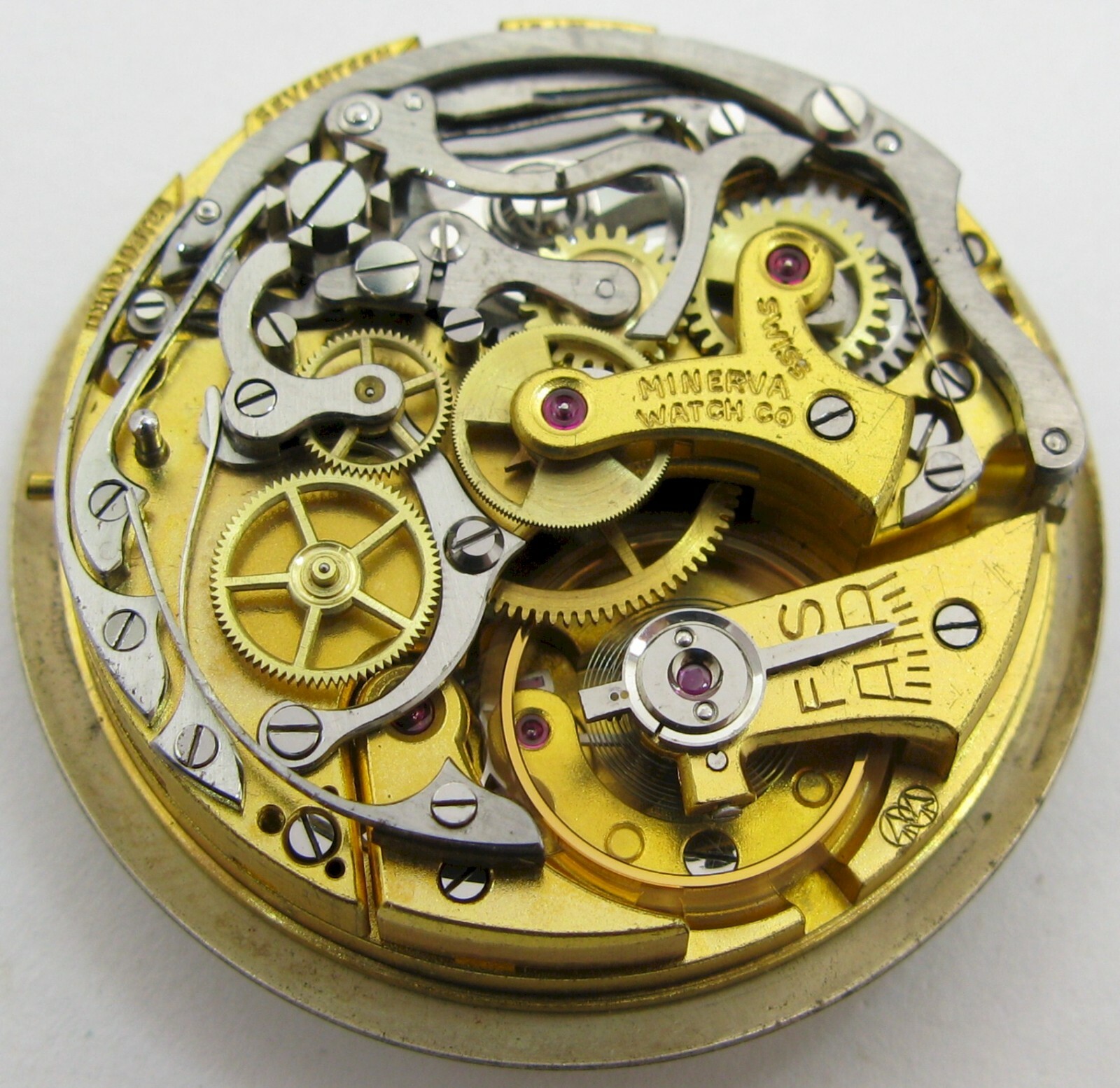 Minerva chronograph watch 17 j. movement in working order Minerva chronograph watch 17 j. movement in working order