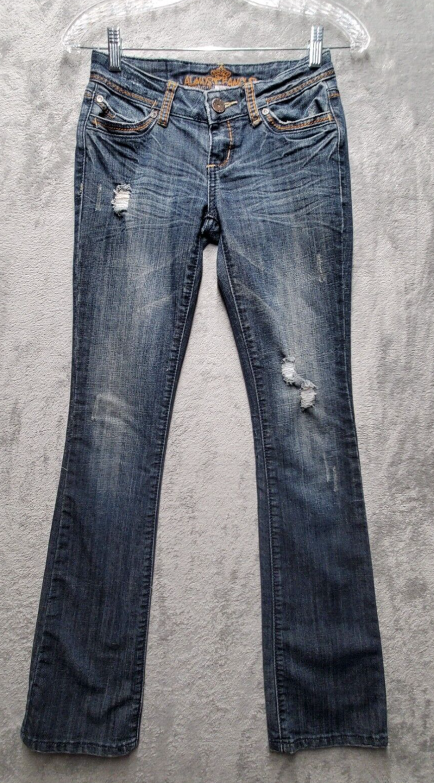 Almost Famous Jeans Womens 0 Blue Low Rise Bootcut Almost Famous Jeans Womens 0 Blue Low Rise Bootcut