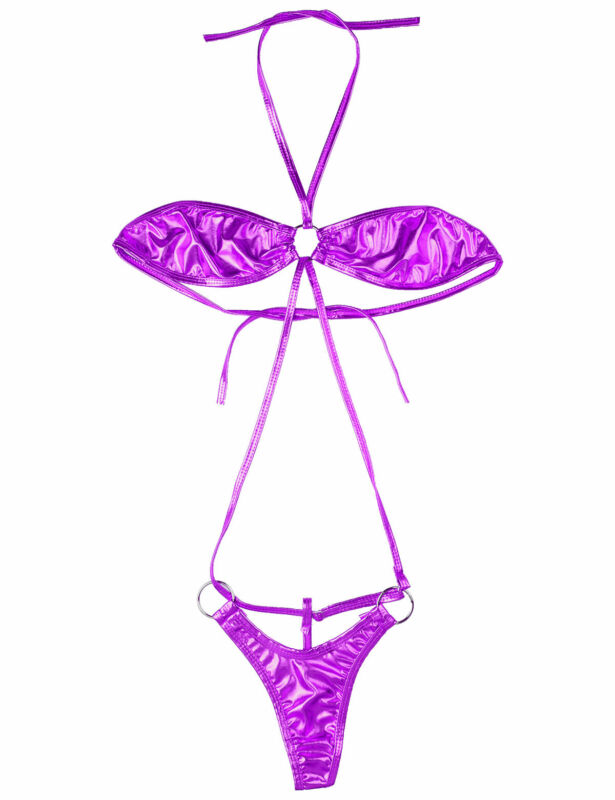 Sexy Womens Shiny Metallic Mini Micro Thongs G String Bikini Swimsuit