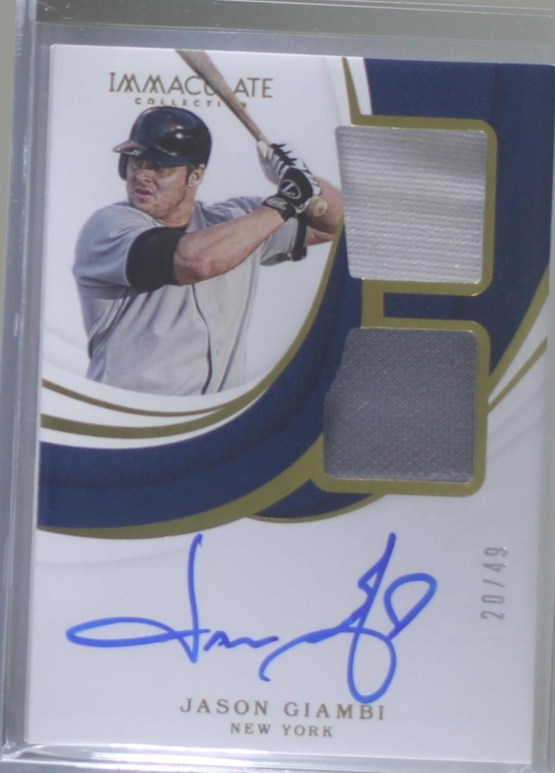 2019 Panini Immaculate Collection - Dual Materials Auto Jason Giambi # ...