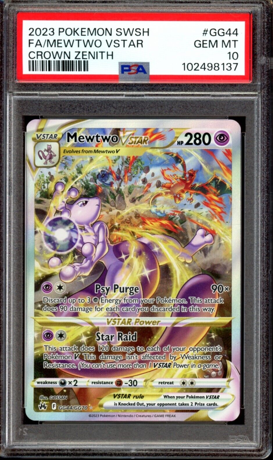 PSA 10 GEM MINT Mewtwo VSTAR GG44/GG70 Alt Art Crown Zenith PSA 10 GEM MINT Mewtwo VSTAR GG44/GG70 Alt Art Crown Zenith