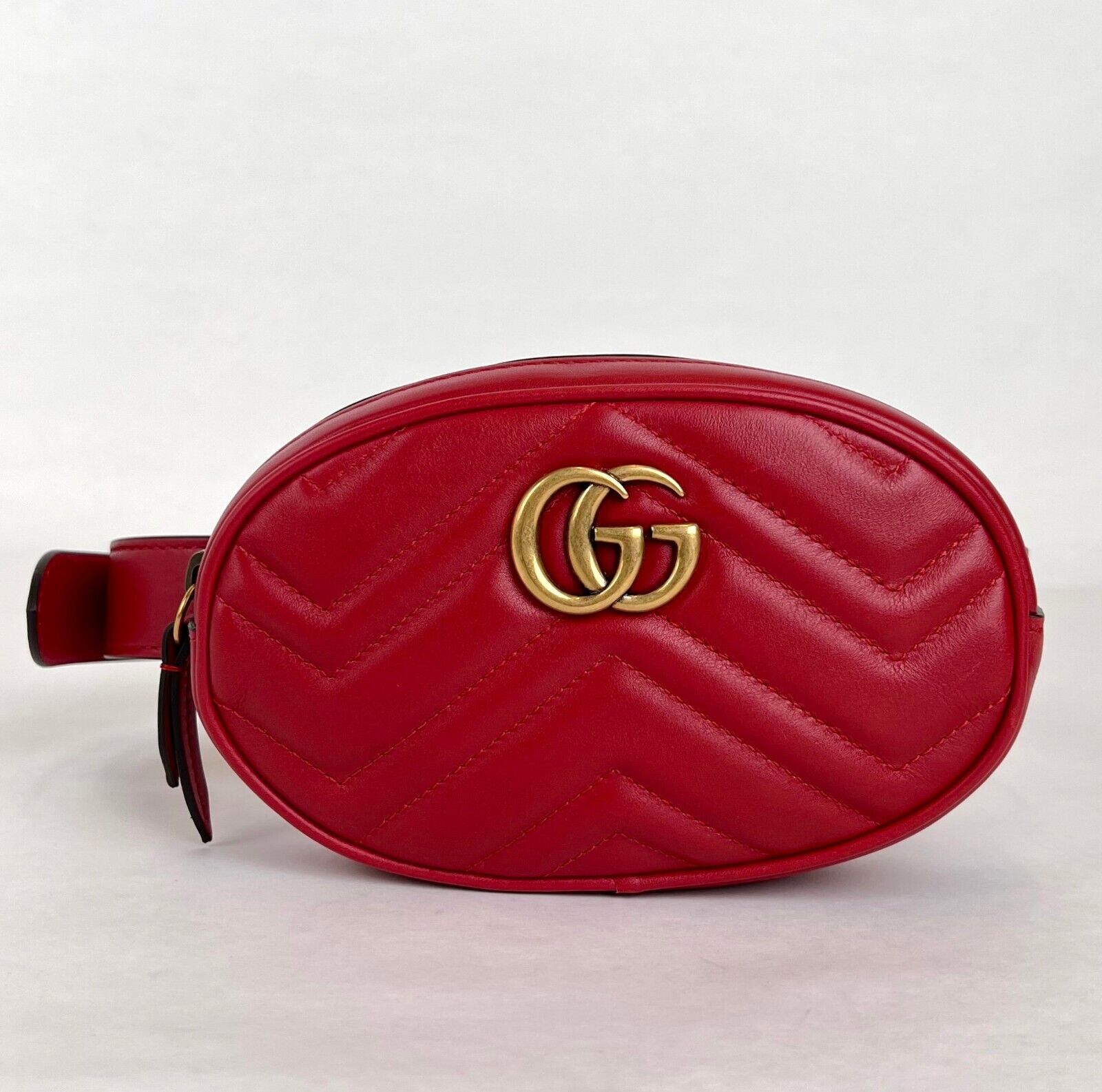 Gucci Marmont Red Quilted Leather Interlocking G Oval Belt Gucci Marmont Red Quilted Leather Interlocking G Oval Belt